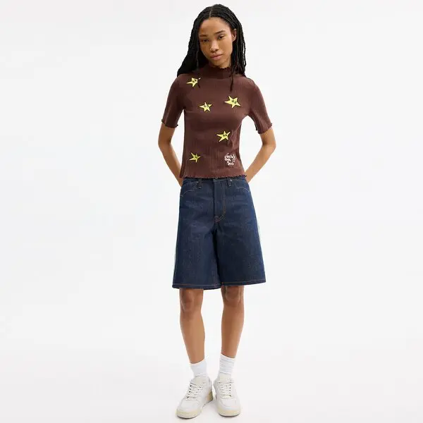 COACH X Brain Dead Graphic Pointelle Mock Neck Top