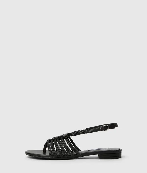 Karl Lagerfeld Alisso Ii Woven Leather Slingbacks - Black