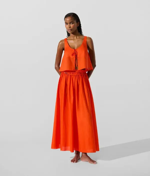 Karl Lagerfeld K/signature Beach Maxi Skirt In Cotton - Tango