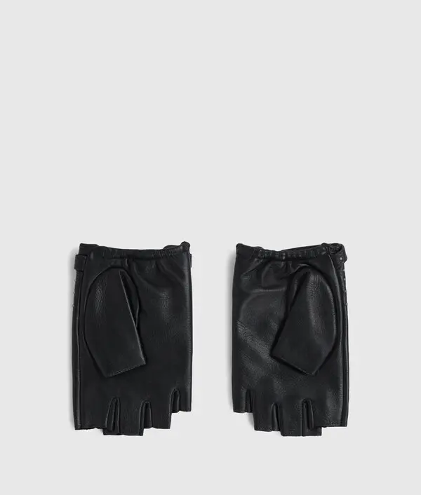 Karl Lagerfeld Studded Fingerless Leather Gloves