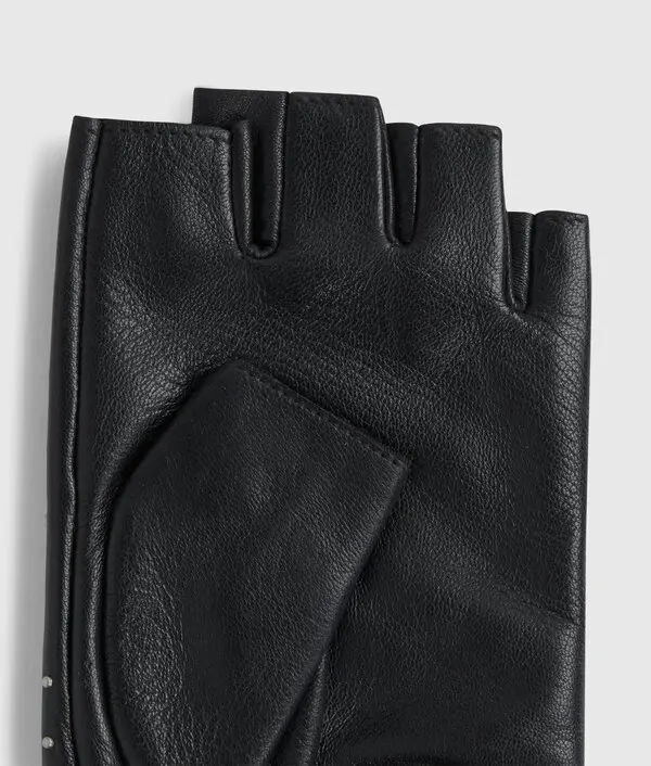 Karl Lagerfeld Studded Fingerless Leather Gloves