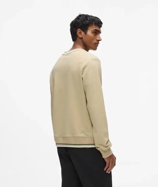 Karl Lagerfeld Crewneck Sweatshirt With Nautical Stripe Detail - Twill