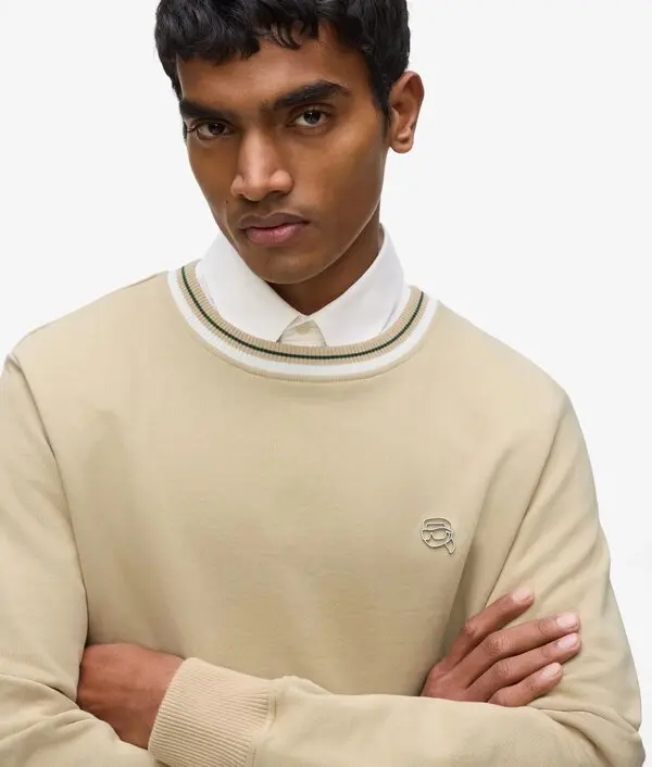 Karl Lagerfeld Crewneck Sweatshirt With Nautical Stripe Detail - Twill