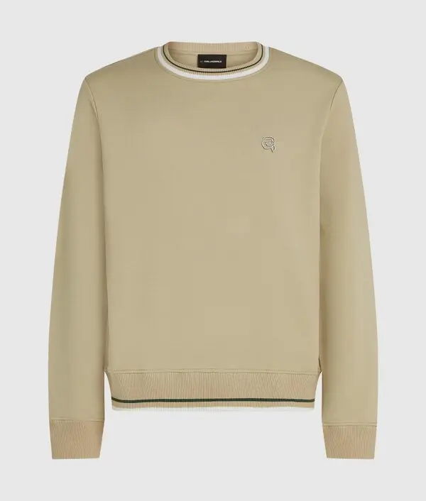 Karl Lagerfeld Crewneck Sweatshirt With Nautical Stripe Detail - Twill