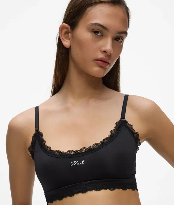 Karl Lagerfeld Signature Lace Trim Bralette