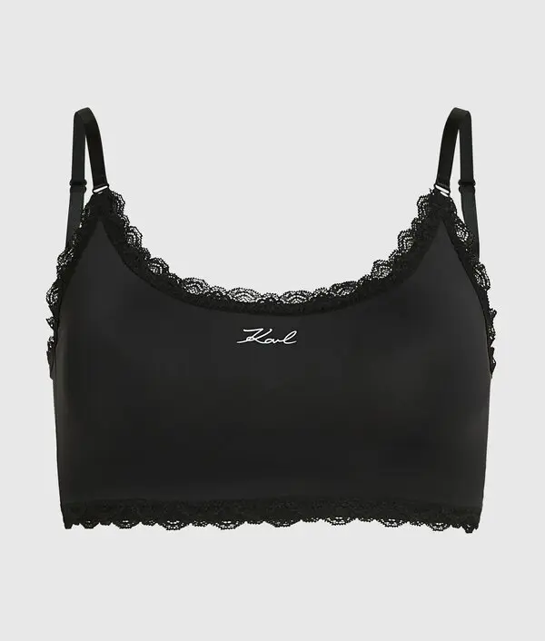 Karl Lagerfeld Signature Lace Trim Bralette