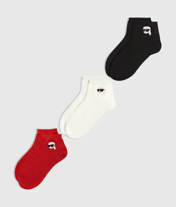 Karl Lagerfeld Ikon Short Socks 3-pack - Ribbon Red