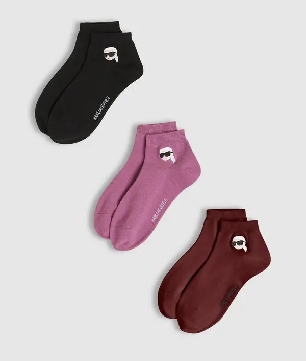 Karl Lagerfeld Ikon Short Socks 3-pack - Wine-pink-black