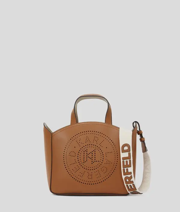 Karl Lagerfeld K/circle Perforated Small Tote Bag - Dark Tan