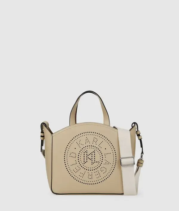 Karl Lagerfeld K/circle Perforated Small Tote Bag - Safari