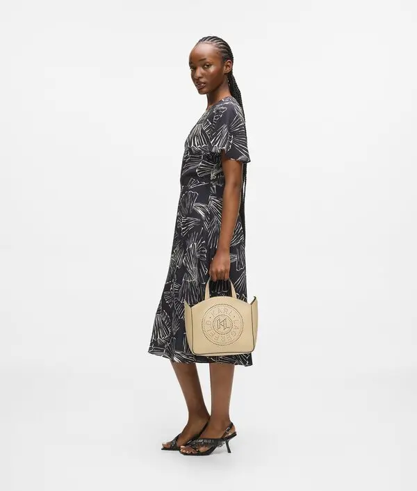 Karl Lagerfeld K/circle Perforated Small Tote Bag - Safari