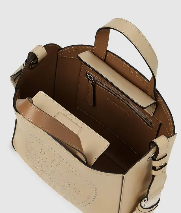 Karl Lagerfeld K/circle Perforated Small Tote Bag - Safari