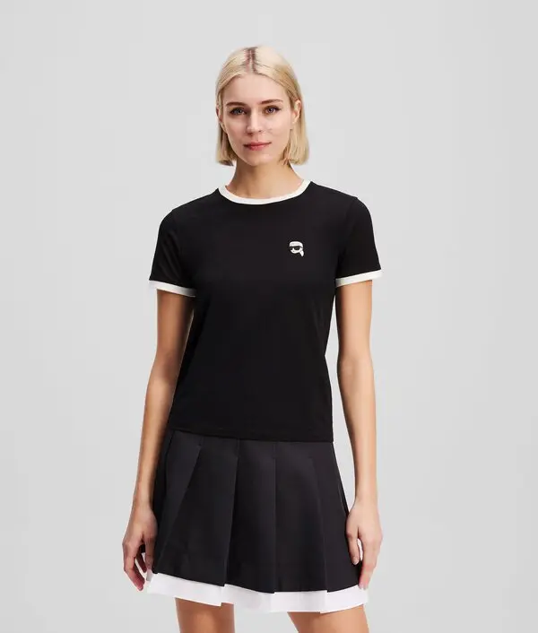 Karl Lagerfeld Ikon Contrast Piping T-shirt - Black