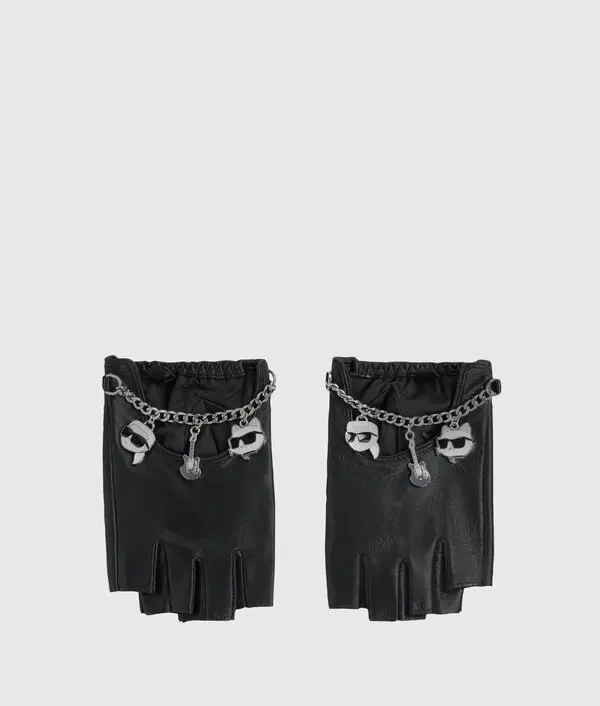 Karl Lagerfeld Ikon Charms Fingerless Gloves - Black