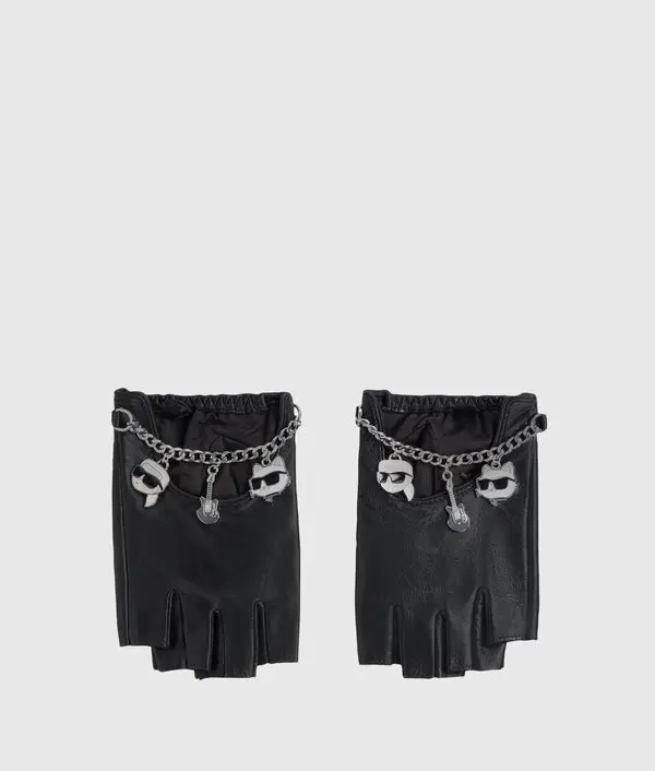 Karl Lagerfeld Ikon Charms Fingerless Gloves - Black