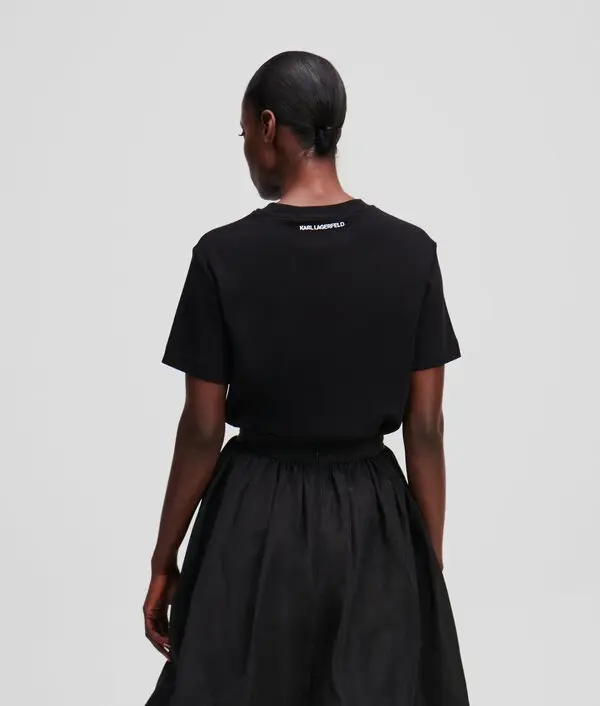 Karl Lagerfeld Ikon Choupette T-shirt In Organic Cotton - Black