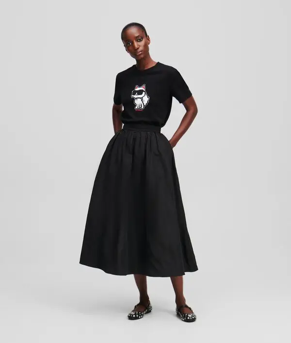 Karl Lagerfeld Ikon Choupette T-shirt In Organic Cotton - Black