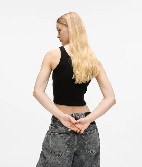 KL JEANS Jeans Rib-knit Cropped Tank Top - Black