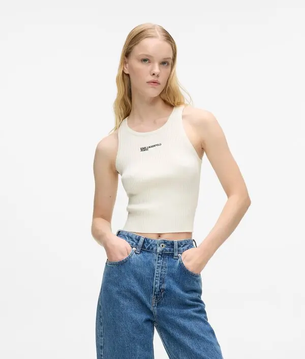 KL JEANS Jeans Rib-knit Cropped Tank Top - Pristine