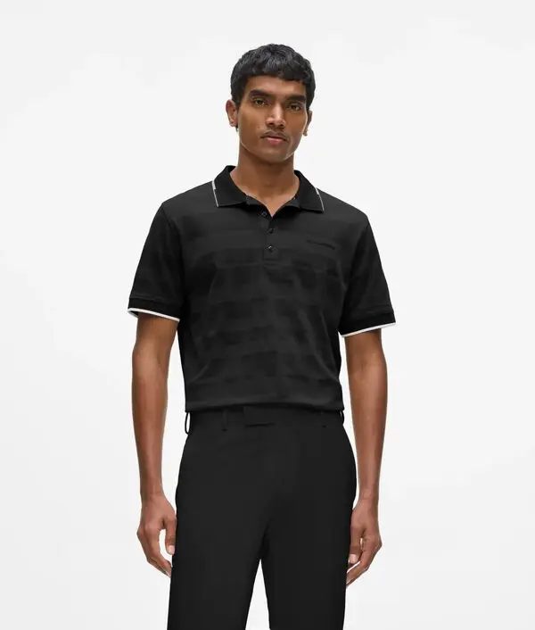 Karl Lagerfeld Striped Polo Shirt - Black