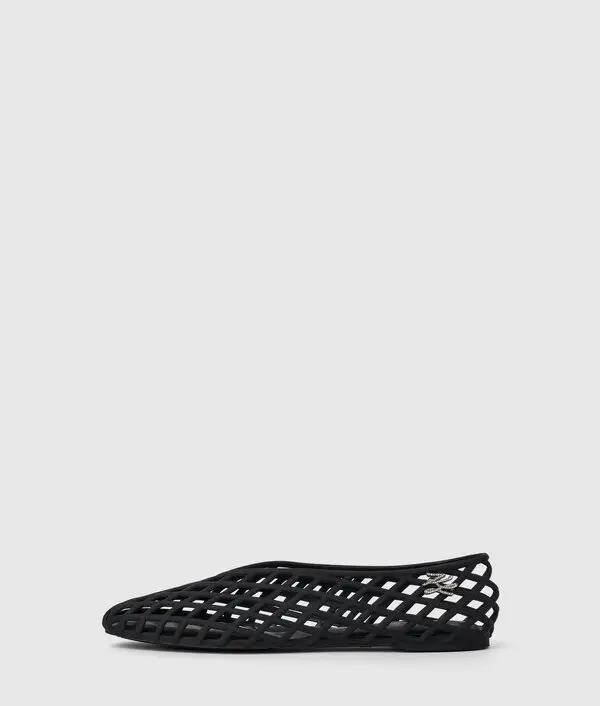 Karl Lagerfeld Matte Rubber Jelly Ballet Pumps - Black