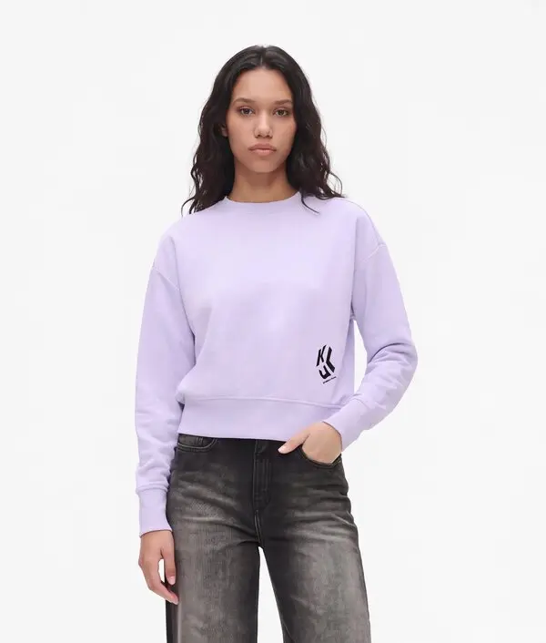 Karl Lagerfeld Monogram Cropped Sweatshirt - Lavender