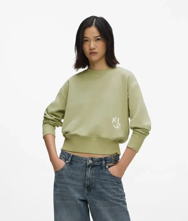 KL JEANS Jeans Monogram Cropped Sweatshirt - Tea