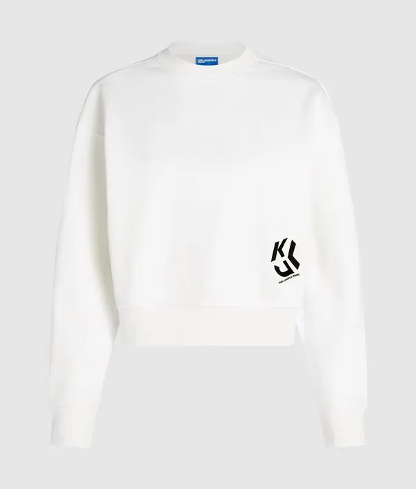 Karl Lagerfeld Monogram Cropped Sweatshirt - White