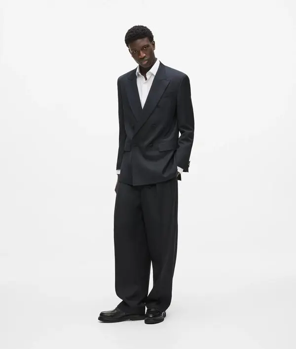 Karl Lagerfeld Tailored Virgin Wool Straight-leg Trousers - Black