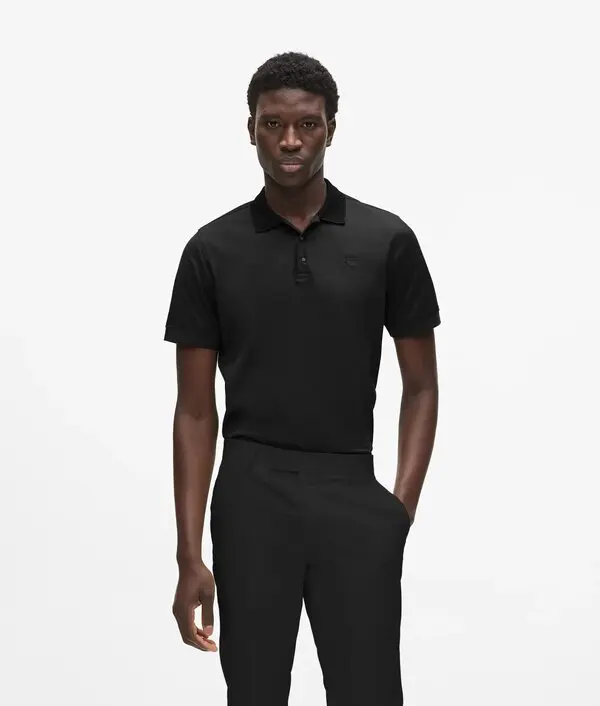 Karl Lagerfeld Square-button Polo Shirt - Black