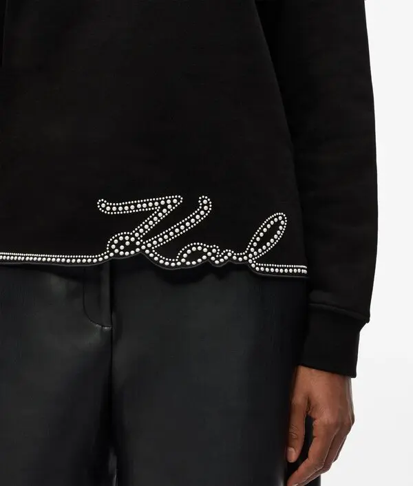 Karl Lagerfeld Signature Faux-pearl Hem Sweatshirt