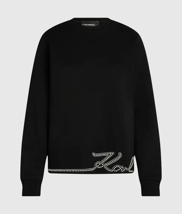 Karl Lagerfeld Signature Faux-pearl Hem Sweatshirt