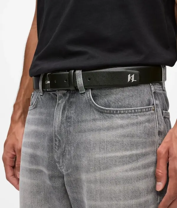 Karl Lagerfeld Monogram Leather Belt