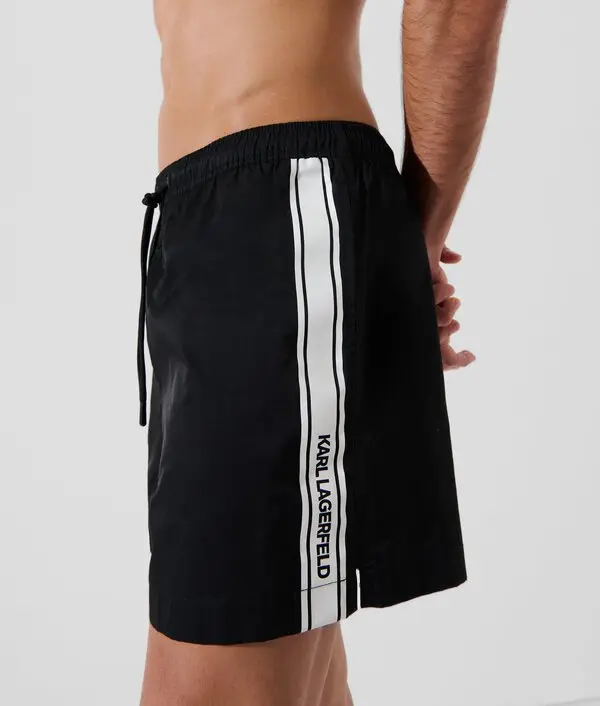 Karl Lagerfeld Logo Stripe Boardshorts - Black