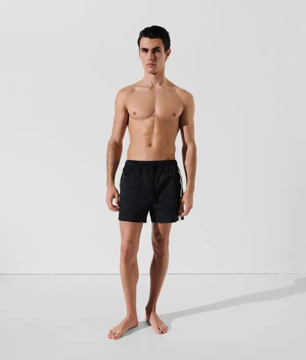 Karl Lagerfeld Logo Stripe Boardshorts - Black