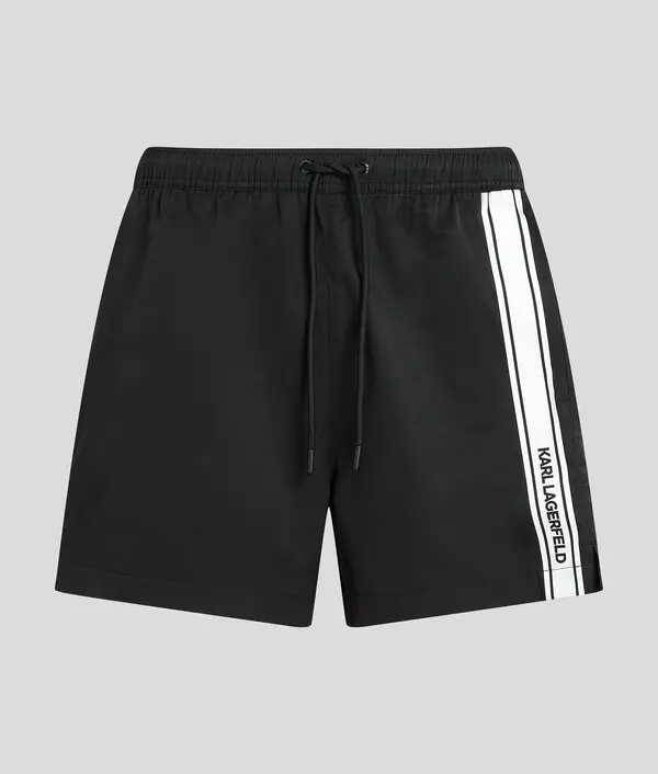 Karl Lagerfeld Logo Stripe Boardshorts - Black
