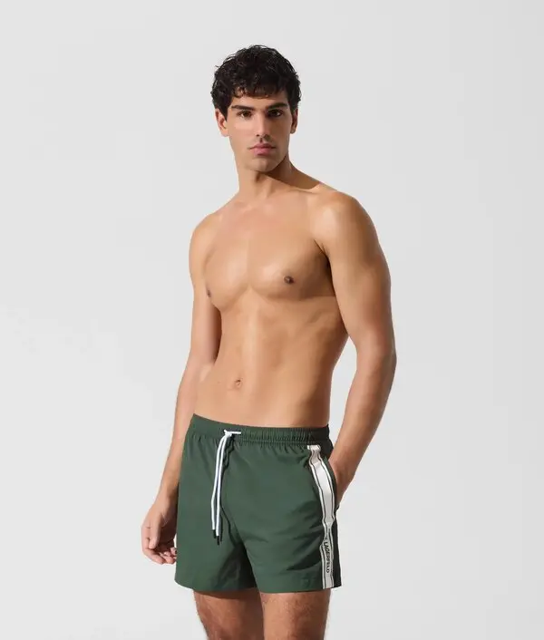 Karl Lagerfeld Logo Stripe Boardshorts - Deep Forest