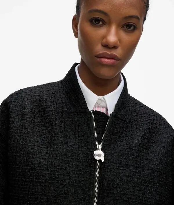 Karl Lagerfeld Ikon Bouclé Bomber Jacket