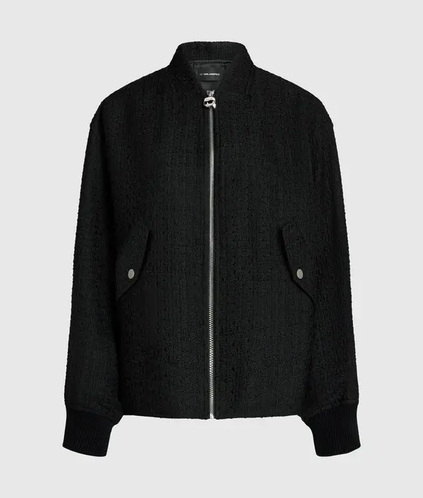 Karl Lagerfeld Ikon Bouclé Bomber Jacket