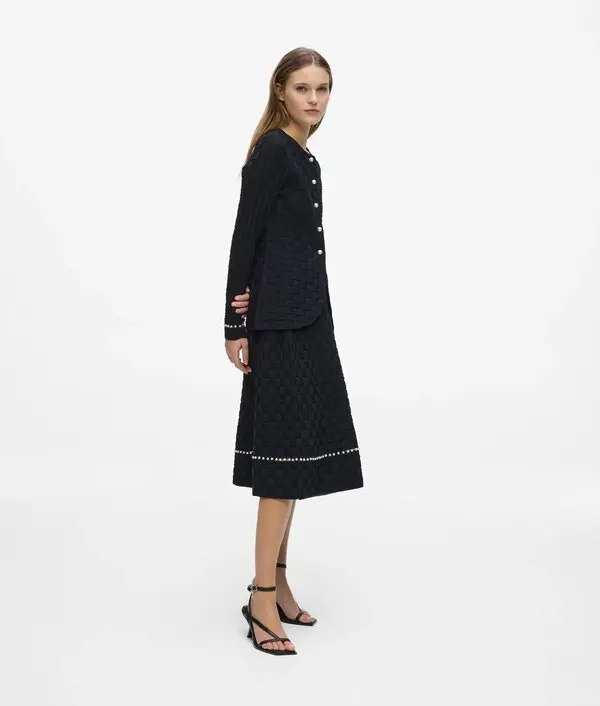 Karl Lagerfeld Faux-pearl Embellished Knit Midi Skirt - Black