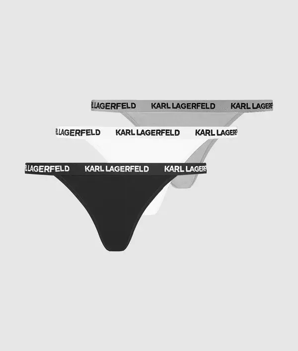 Karl Lagerfeld Logo Brazilian Briefs – 3-pack - Black/white/grey