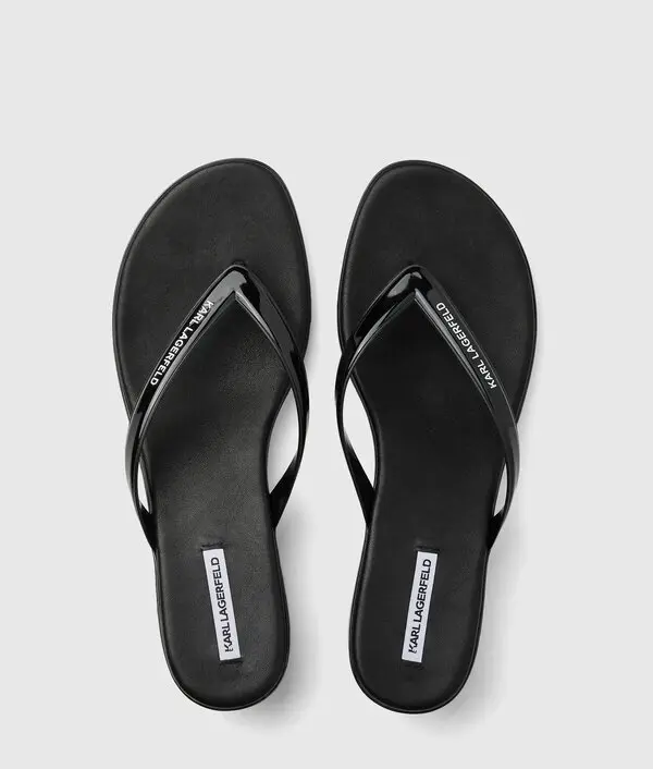 Karl Lagerfeld Glossy Pvc Jelly Heeled Thong Sandals