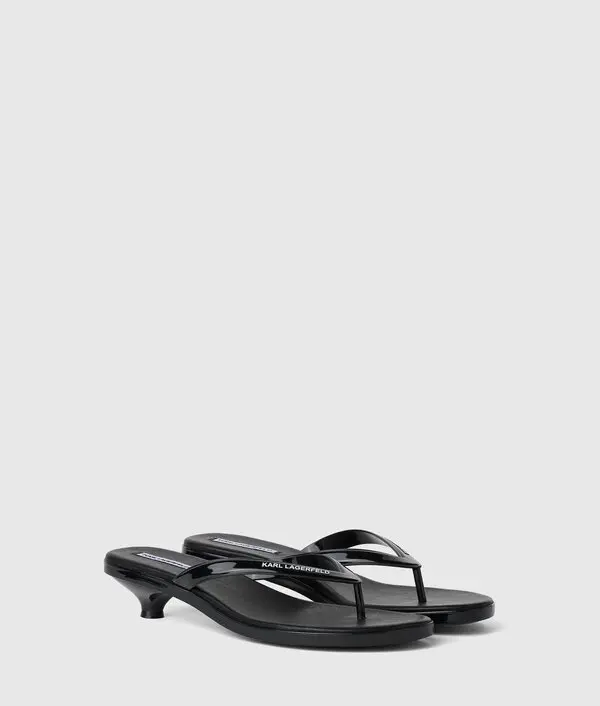 Karl Lagerfeld Glossy Pvc Jelly Heeled Thong Sandals