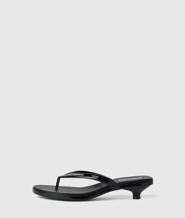 Karl Lagerfeld Glossy Pvc Jelly Heeled Thong Sandals - Black