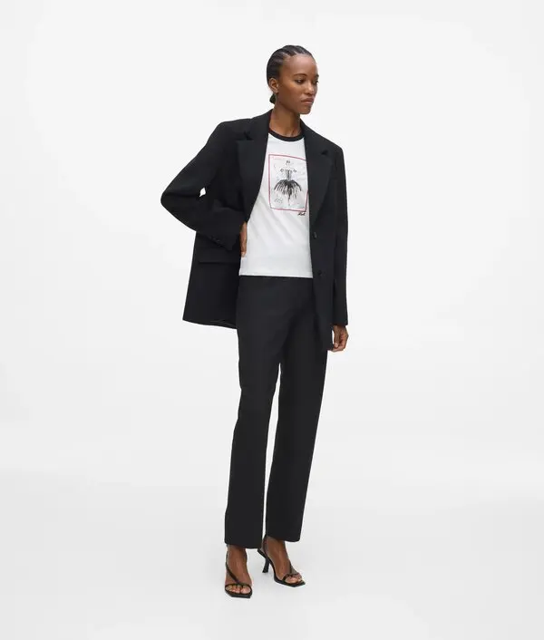 Karl Lagerfeld Slim Fit T-shirt With Ballet Sketch - White
