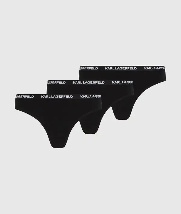 Karl Lagerfeld Logo Thong – 3-pack - Black
