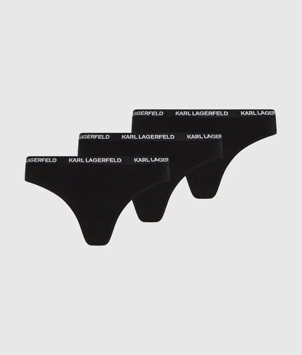 Karl Lagerfeld Logo Thong – 3-pack - Black
