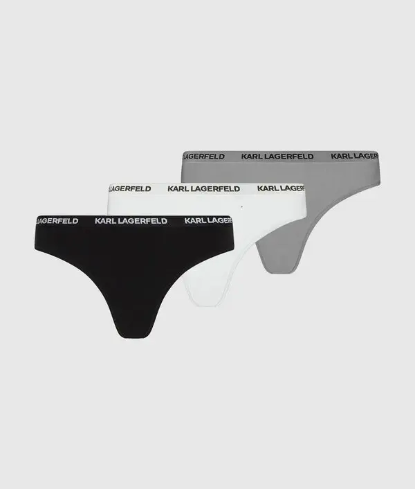 Karl Lagerfeld Logo Thong – 3-pack - Black/white/grey