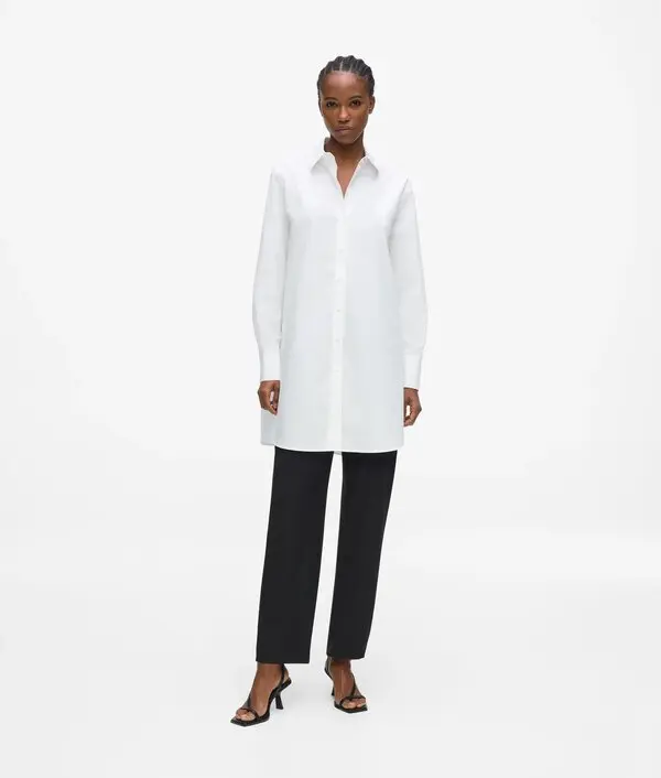 Karl Lagerfeld Signature Poplin Tunic Shirt - White