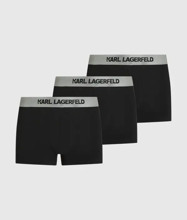 Karl Lagerfeld Metallic Logo Trunks – 3-pack - Black